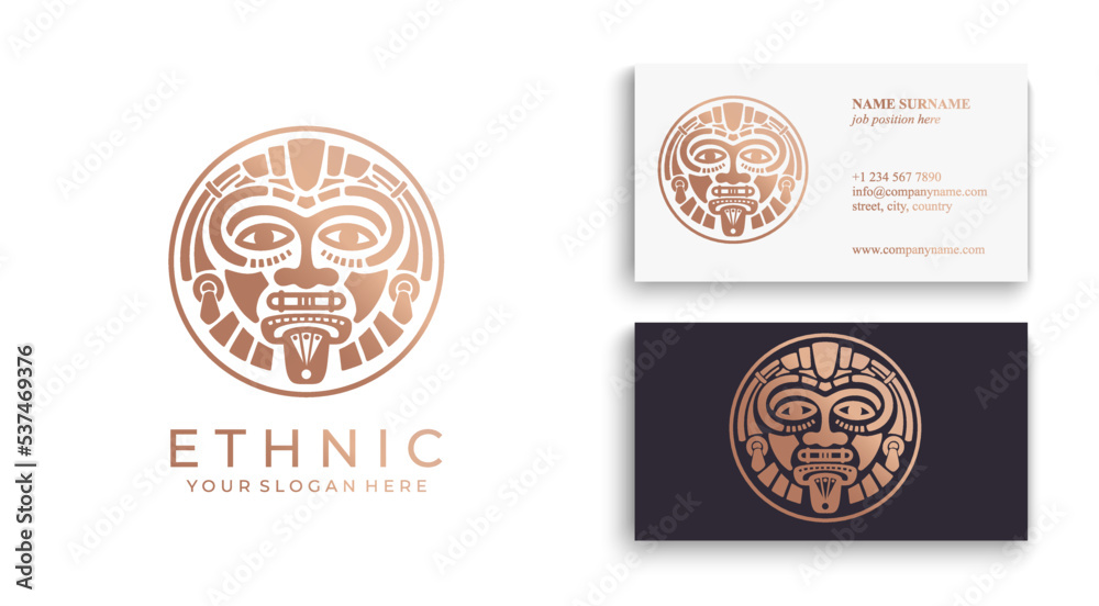 Ethnic mask logo. Aztec and Mayan mask logo for business. Cultural ...