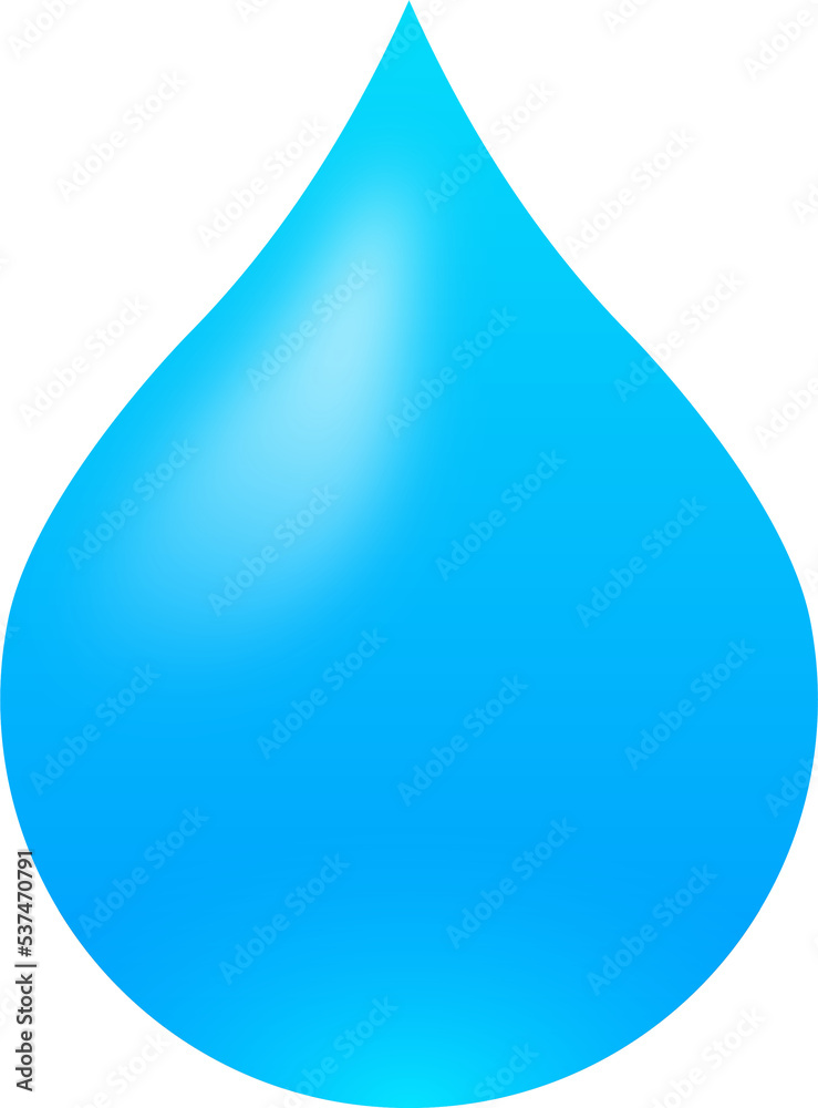 Water drop shape in 3d style. Blue water drop isolated on transparent ...