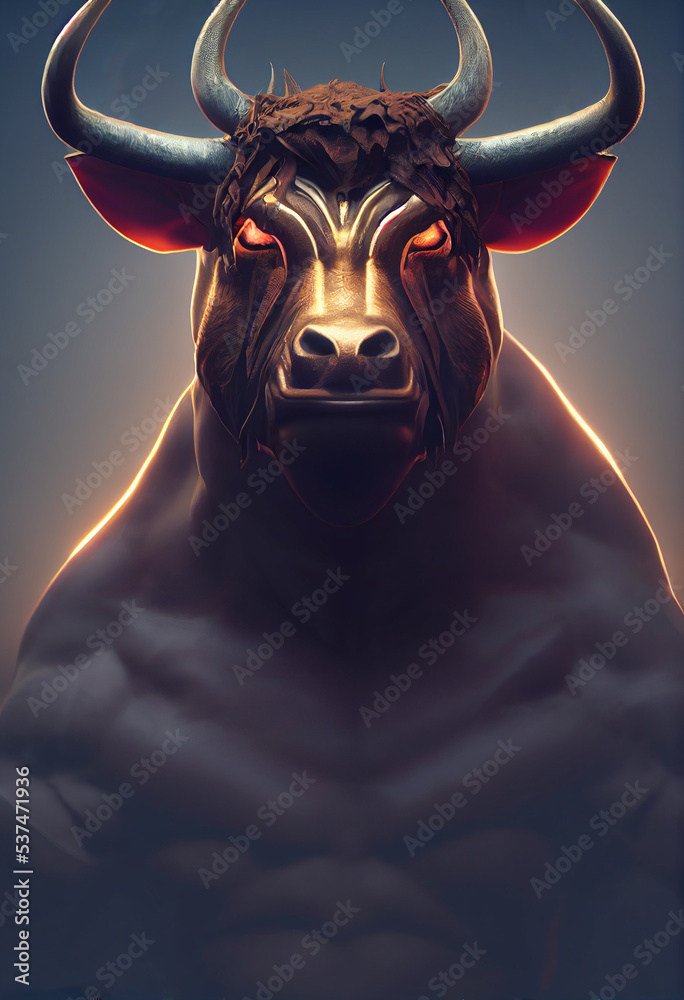 Concept art illustration of Minotaur monster from Greek mythology Stock ...