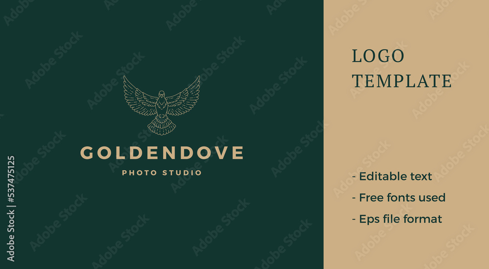 Flying pigeon logo emblem design template vector illustration in ...