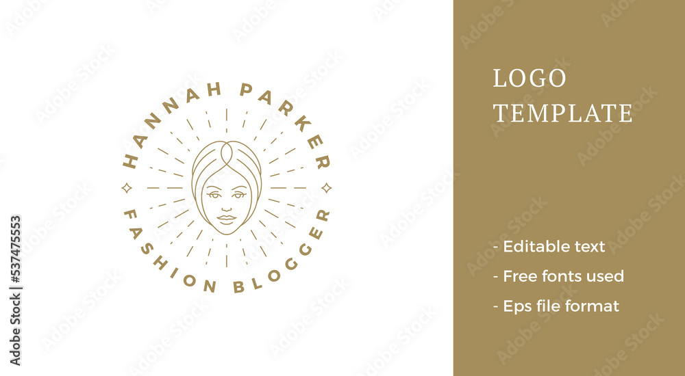 Beauty magic female portrait logo emblem design template vector ...