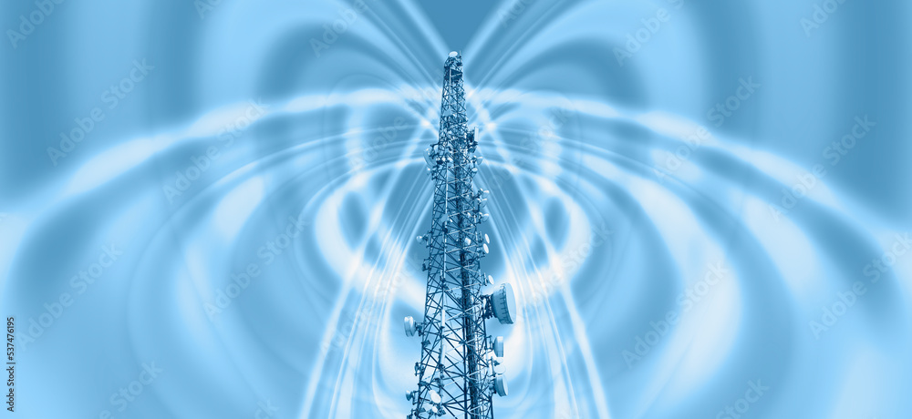 Antenna tower of telecommunication and Phone base station with TV and ...