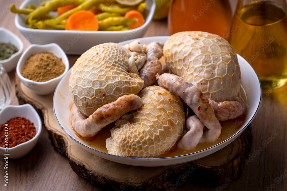 Traditional middle eastern food; stuffed offal, stuffed tripe. Stuffed ...