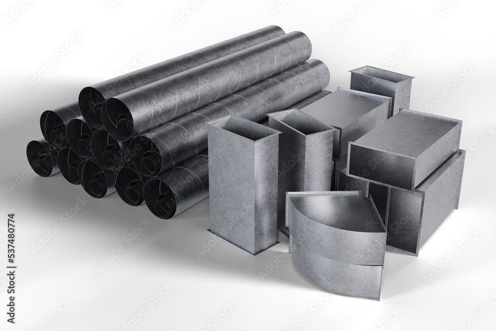 rectangular and round air ducts transparent background 3d Stock ...