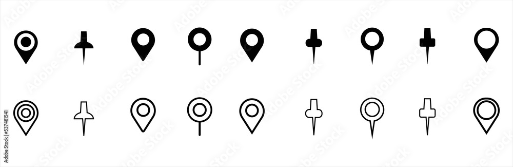 Pin Location icon. Simple map pin. Set of map pin icons. Modern map markers. location pin sign ...