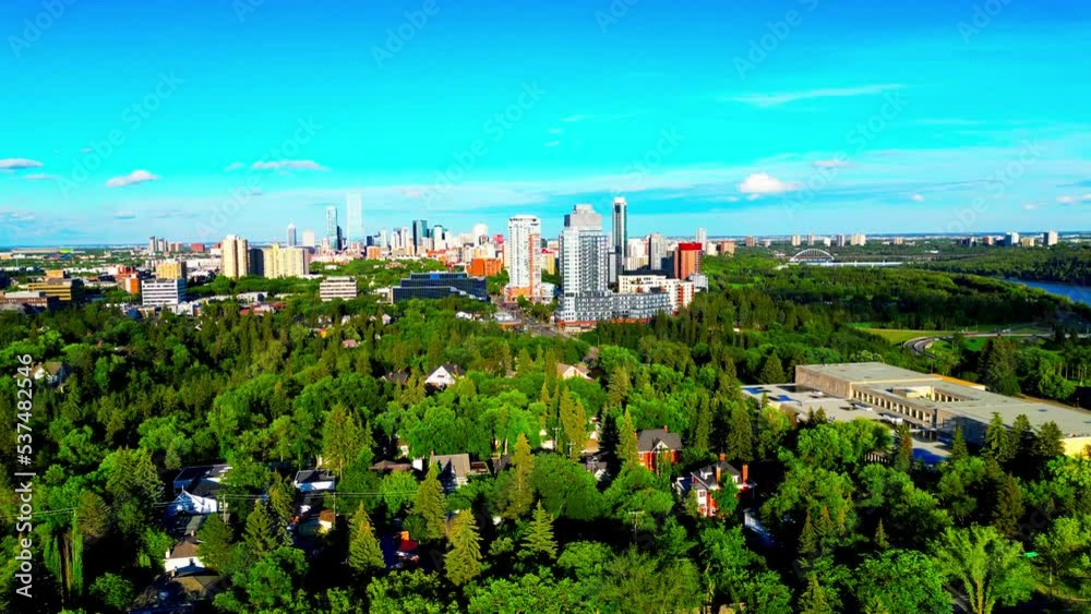 Edmonton mansion flyover drone aerial 4k East to West birds eye top ...
