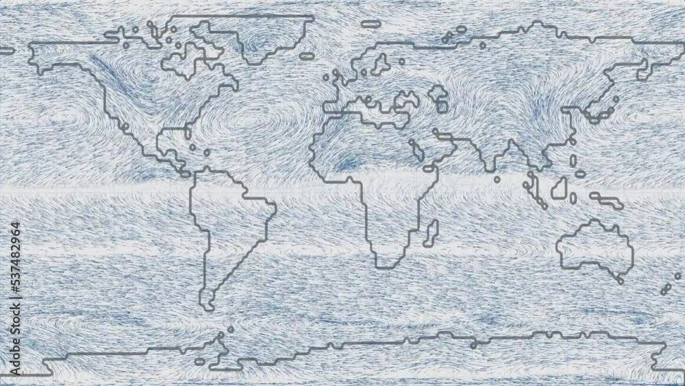 Map of the winds, wind tracing pathways Stock Video | Adobe Stock