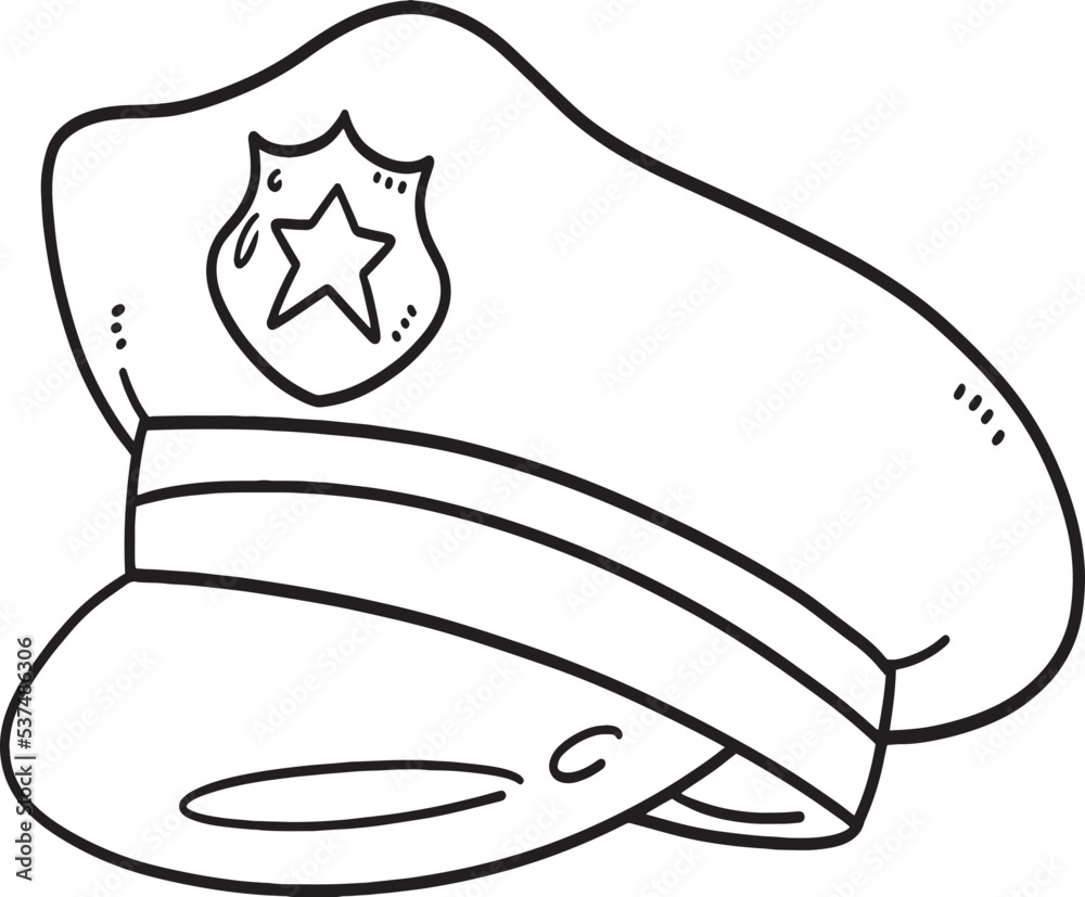 Police Hat Isolated Coloring Page for Kids Stock Vector | Adobe Stock