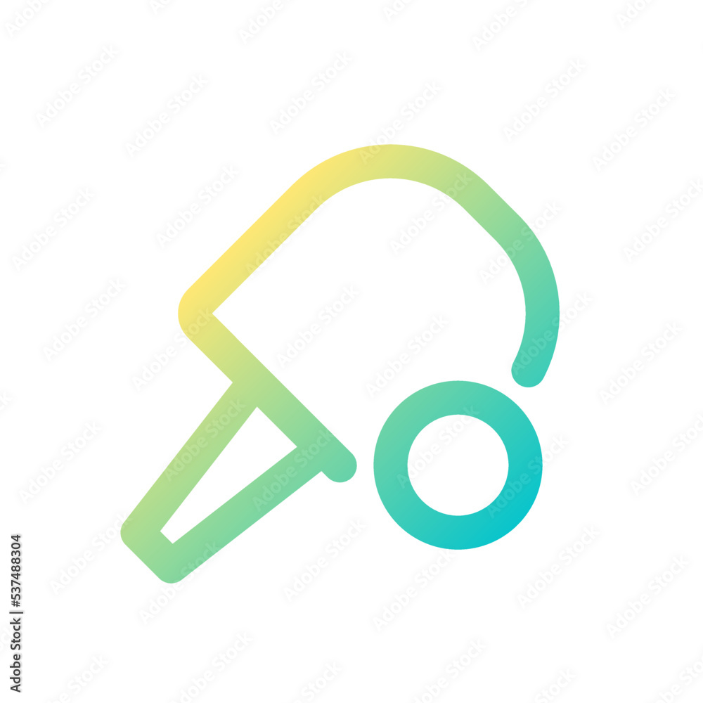 Ping pong pixel perfect gradient linear ui icon. Sports competition. Game with ball and racket ...