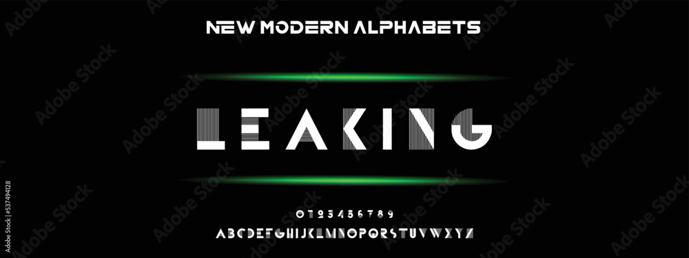 LEAKING Sports minimal tech font letter set. Luxury vector typeface for ...