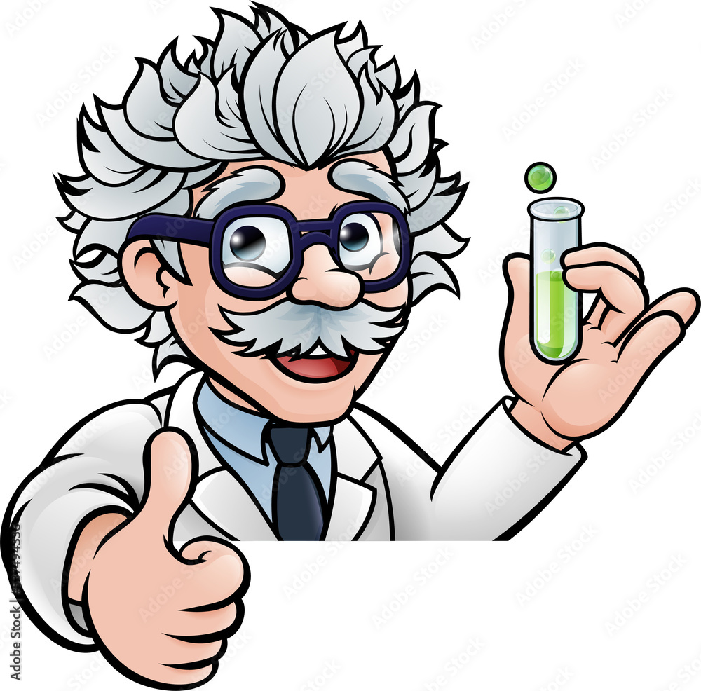 Cartoon Scientist Holding Test Tube Thumbs Up Stock Illustration ...