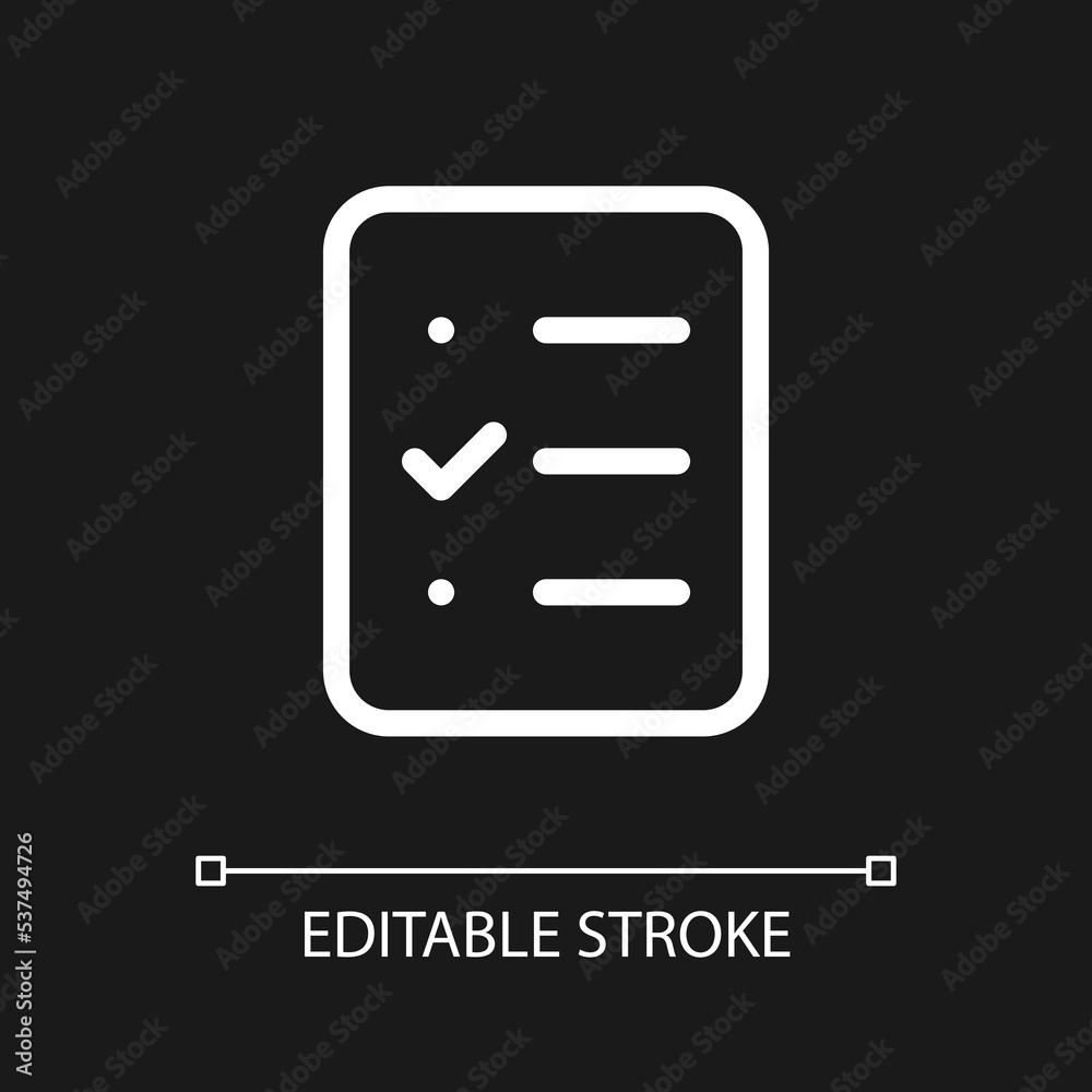 Survey pixel perfect white linear ui icon for dark theme. Experience ...