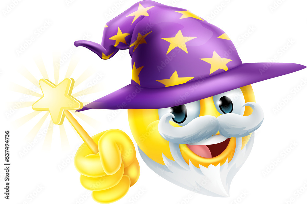 Wizard Emoticon Face Emoji Cartoon Icon Stock Illustration | Adobe Stock