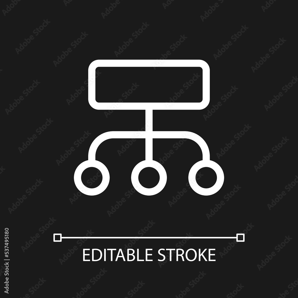 Data structuration process pixel perfect white linear ui icon for dark ...