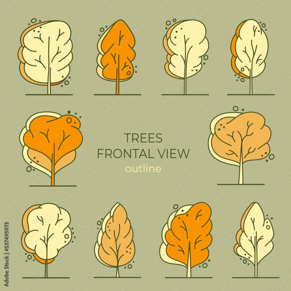 Tree for architectural plans. Entourage design. Various trees, bushes ...