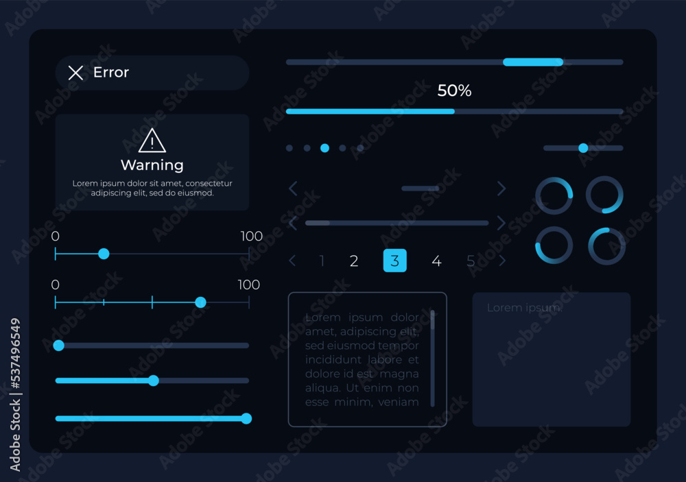 Control Ui Elements Kit Loading Process Editable Isolated Vector