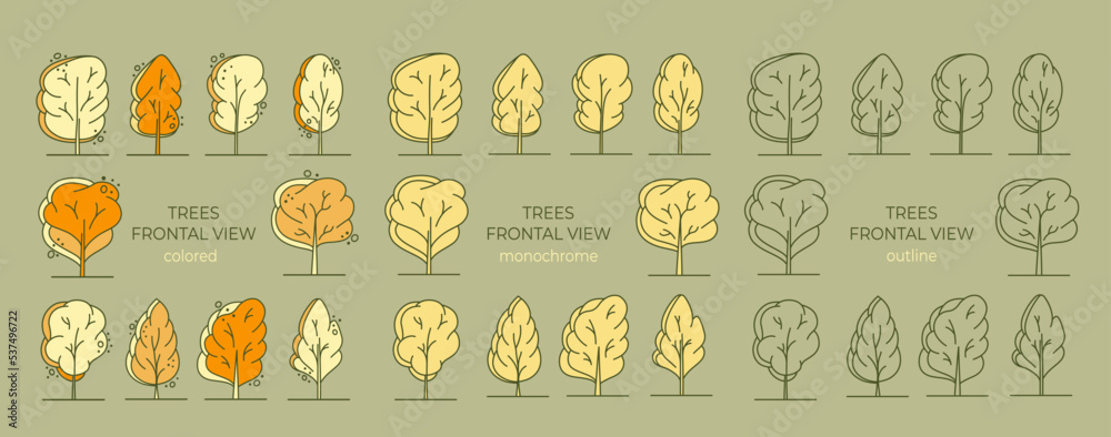 Tree for architectural floor plans. Entourage design. Various trees ...