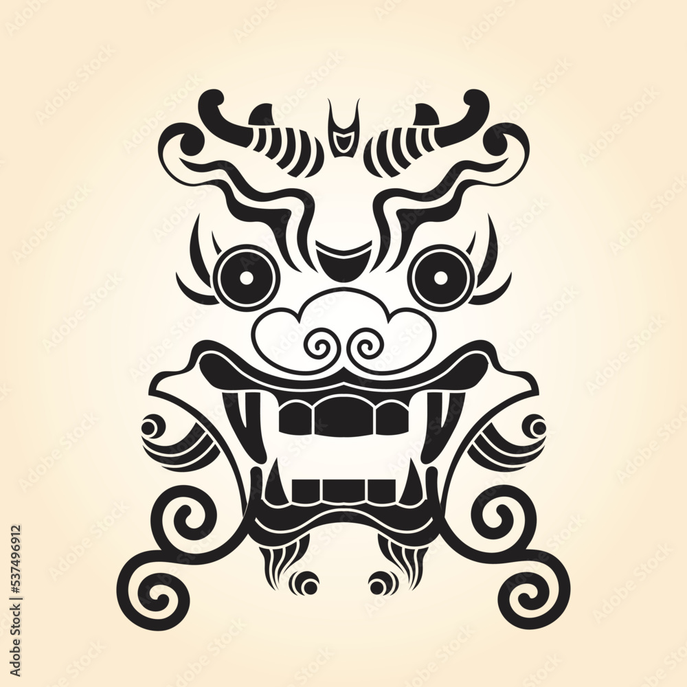 Vector dragon face with a tattoo. Stock Vector | Adobe Stock