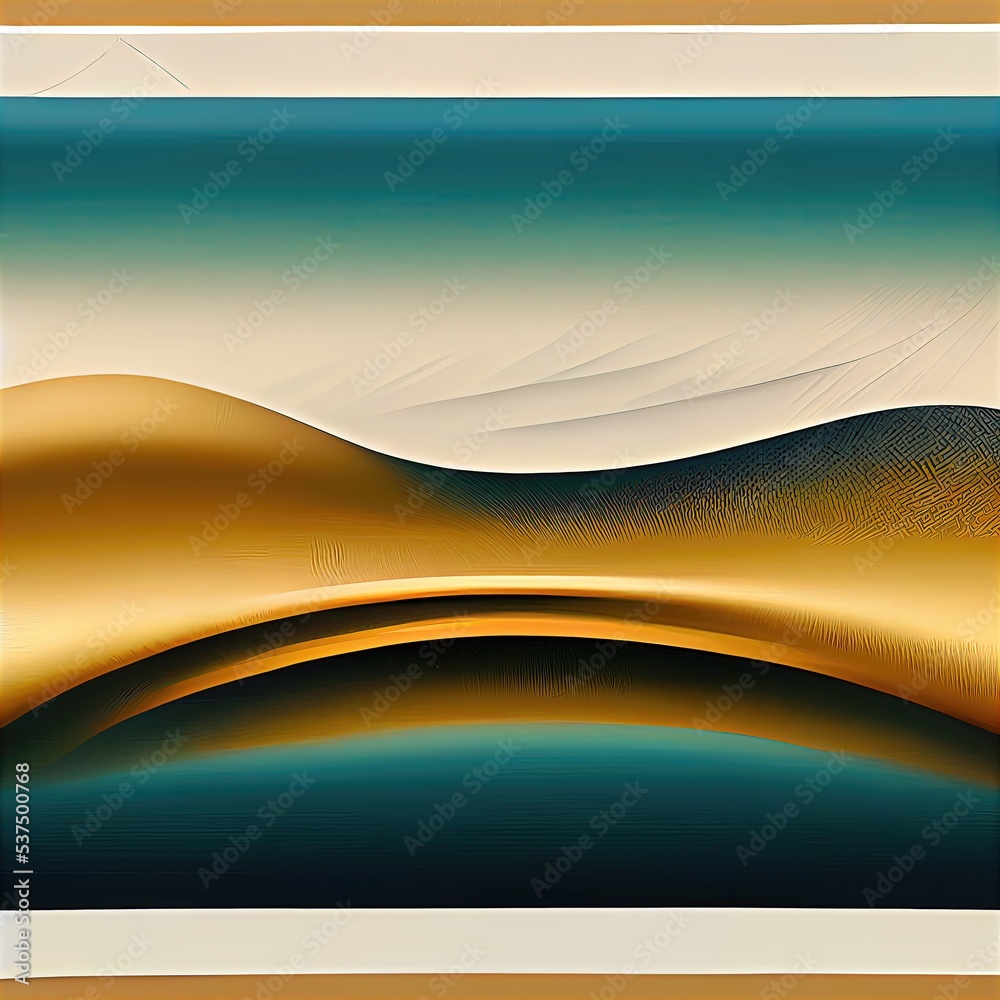 Green and blue gradient with metallic golden objects, traditional ...