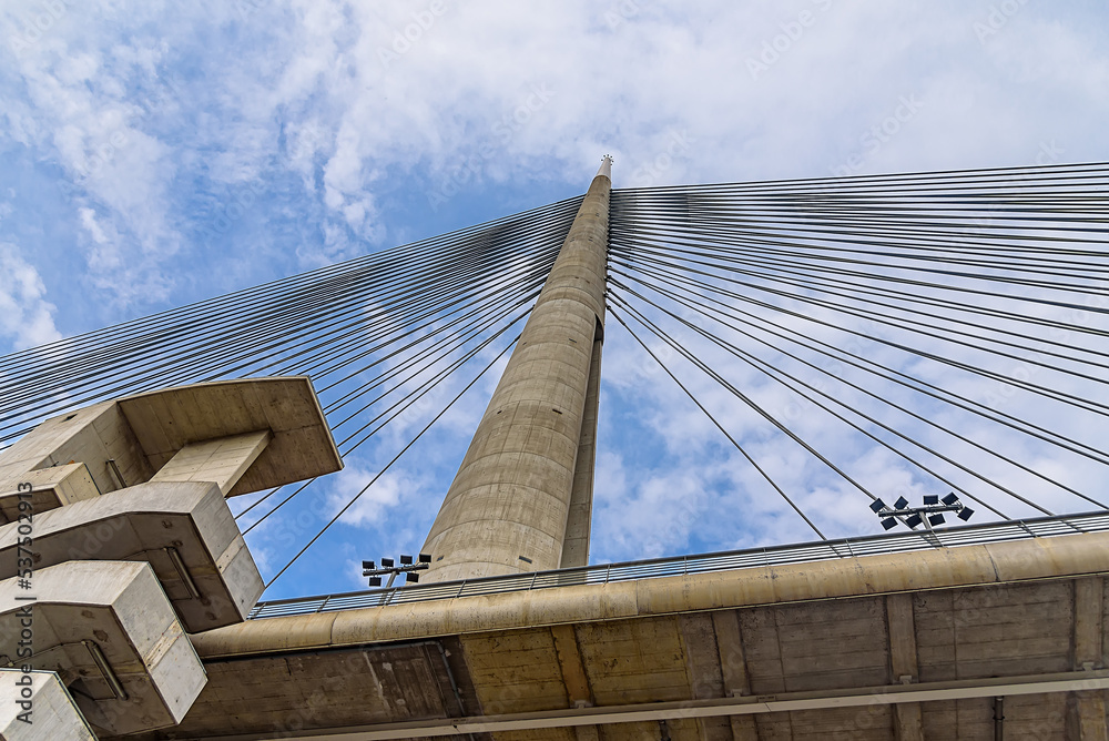 Belgrade, Serbia - June 08 , 2022:The Ada bridge (Most na Adi) is a ...
