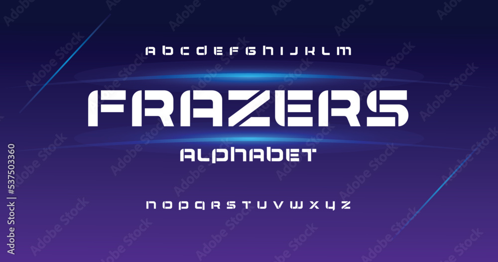 FRAZERS Sports minimal tech font letter set. Luxury vector typeface for ...