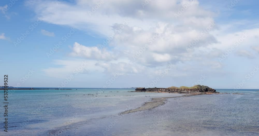 Low tide walking path connect Kueibishan and Chi Yu Island at Penghu of ...
