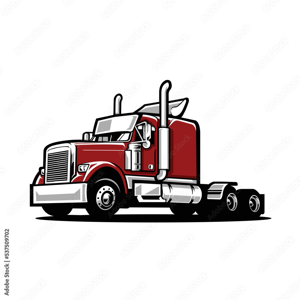 Semi truck 18 wheeler side view vector isolated Stock Vector | Adobe Stock