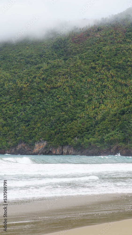 dusty weather on the beach Playa El Valle in the province of the Samana ...