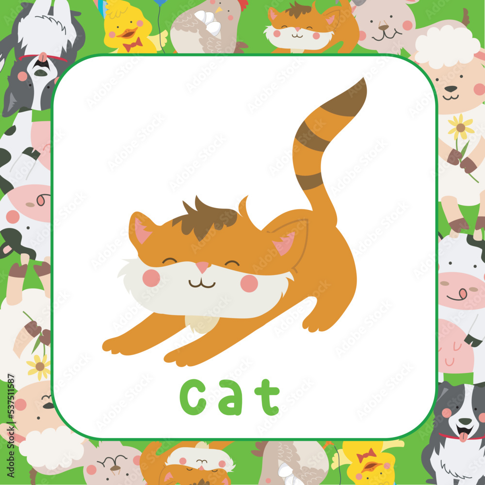 Cute flashcards animal farm edition. Educational printable game cards ...