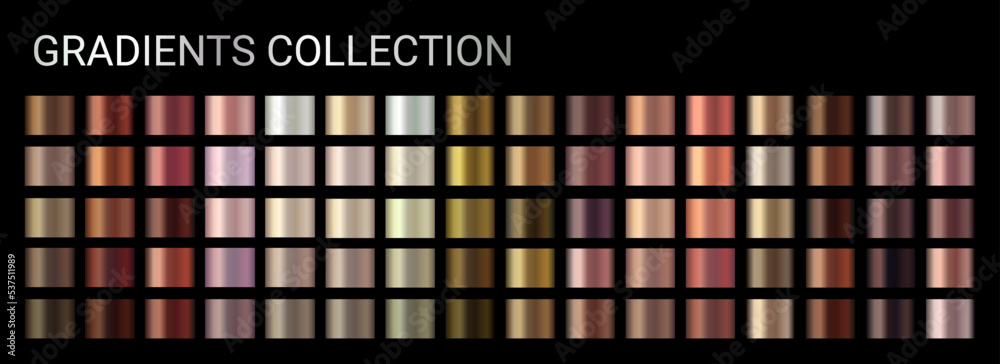 Metallic gold, bronze, beige gradient vector colorful swatches texture ...