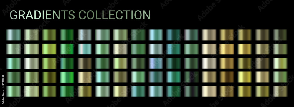 Green chrome gradient set vector colorful palette of metallic colors ...