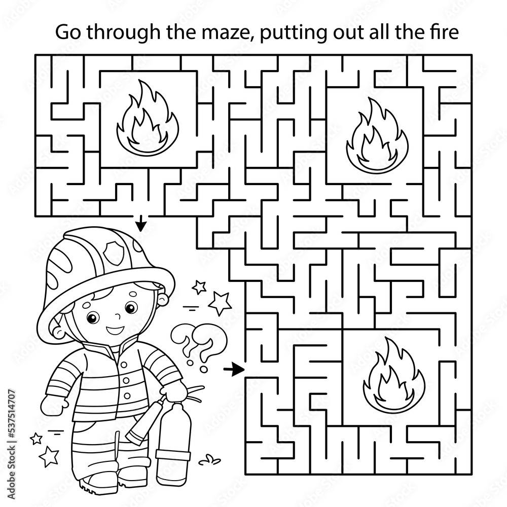Maze or Labyrinth Game. Puzzle. Coloring Page Outline Of cartoon ...