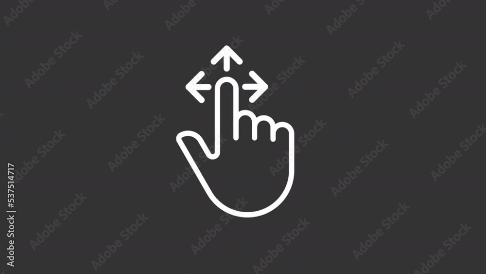 Animated drag white linear icon. Tap and pull image. Touchscreen ...