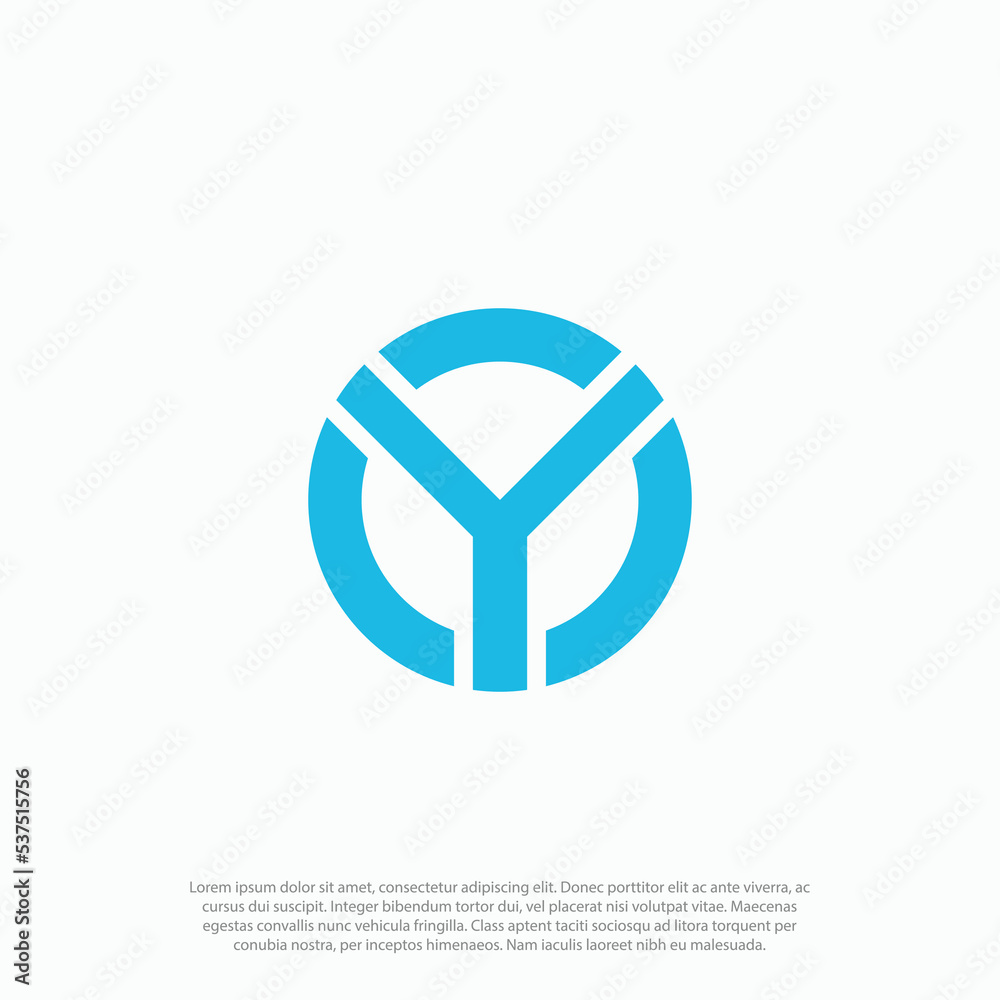 Alphabet letters monogram icon logo OY or YO letter Y in rounded O logo ...