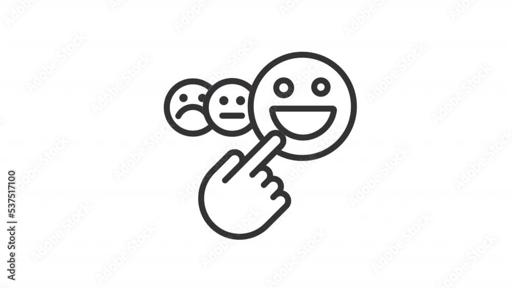 Animated contentment linear icon. Positive feedback. Satisfied customer ...