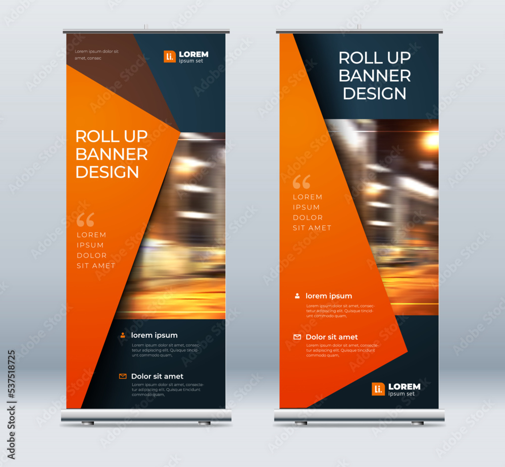 Roll Up banner stand presentation concept. Corporate business roll up ...