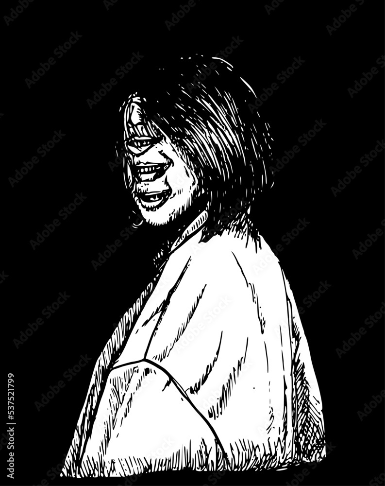 Scary woman,Ghost lady, Hand Drawn Sketch Vector illustration. Stock ...