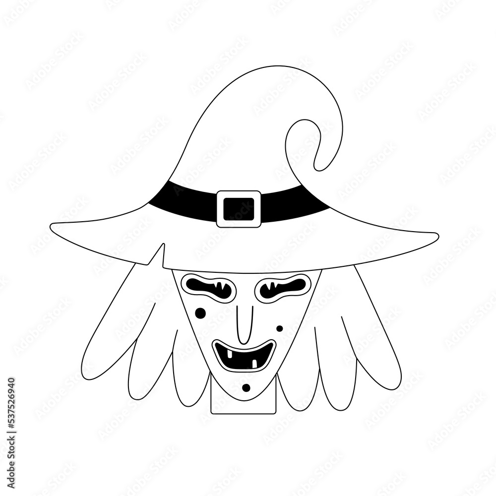 Scary witch. Halloween spooky cartoon character isolated on white ...