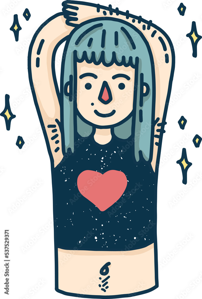 Cute body positive girl with body hair. Character in cartoon style ...