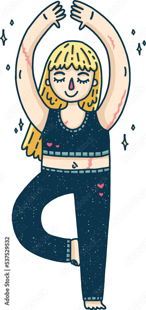 Body positive plus size girl with scar. Cute woman character in cartoon ...