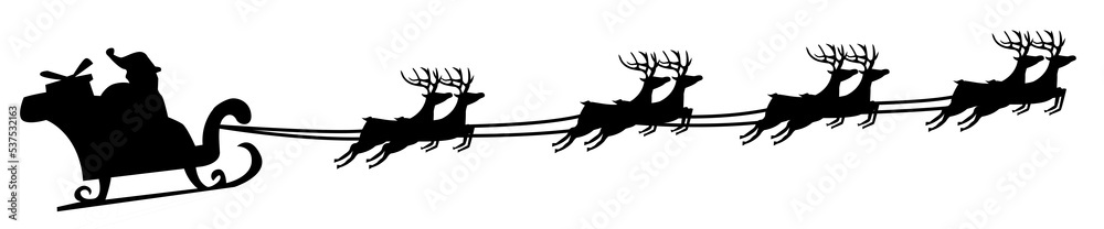 santa claus riding reindeer sleigh eight reindeer ilustração do Stock ...