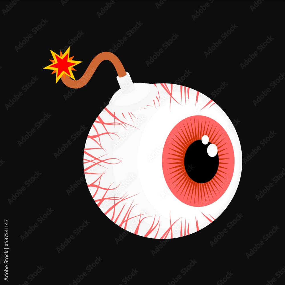 Bomb eyeball. Eye explosive projectile. Vector illustration Stock ...