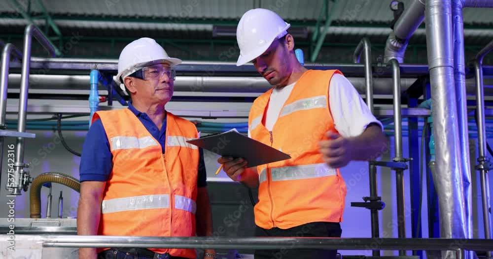 Technical engineer mechanical engineer inspecting storage tank and ...