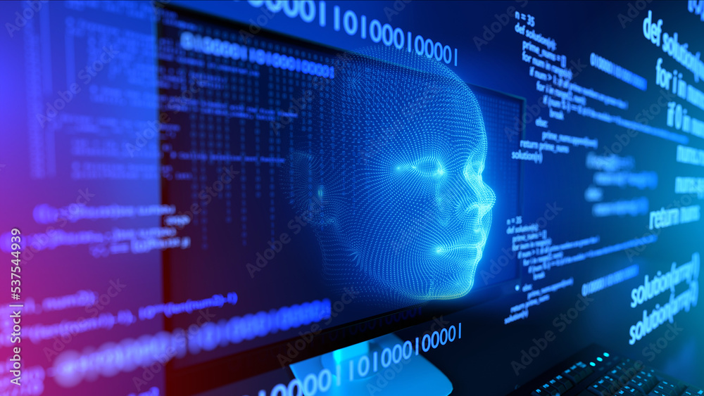 Artificial intelligence (AI) and big data concept. Machine cyber mind ...