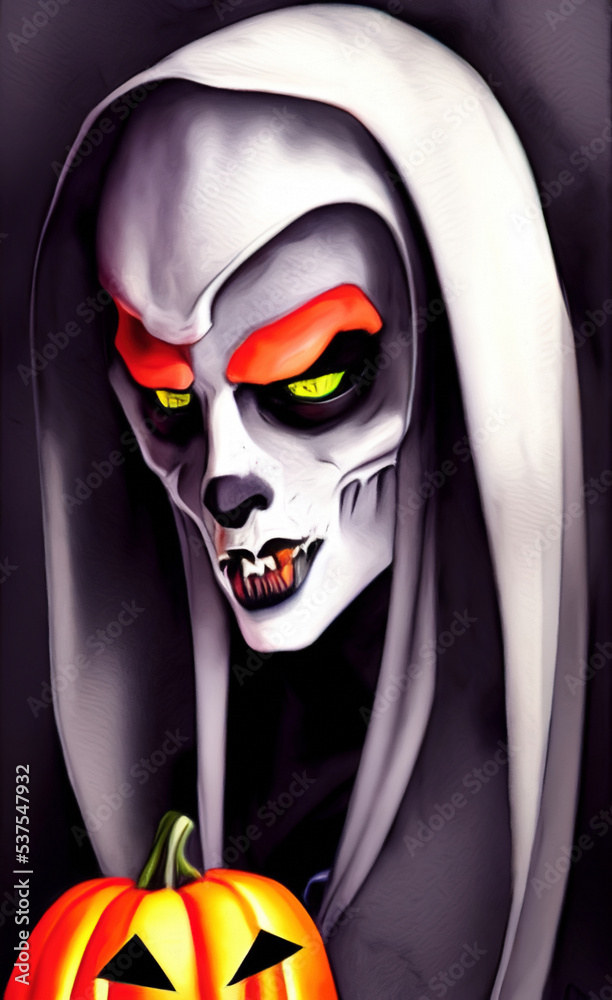 Scary horror monster portrait digital painting. Illustration of evil ...