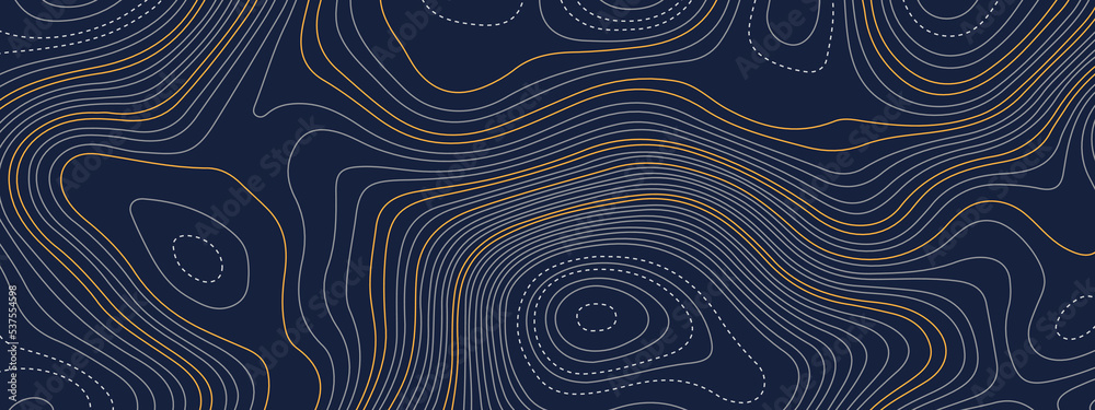 The stylized multicolored wavy abstract topographic map contour, lines ...