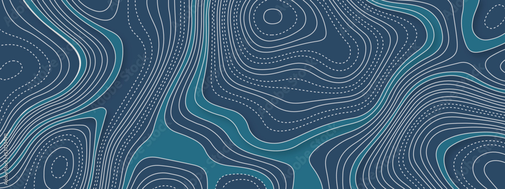 The stylized multicolored wavy abstract topographic map contour, lines ...