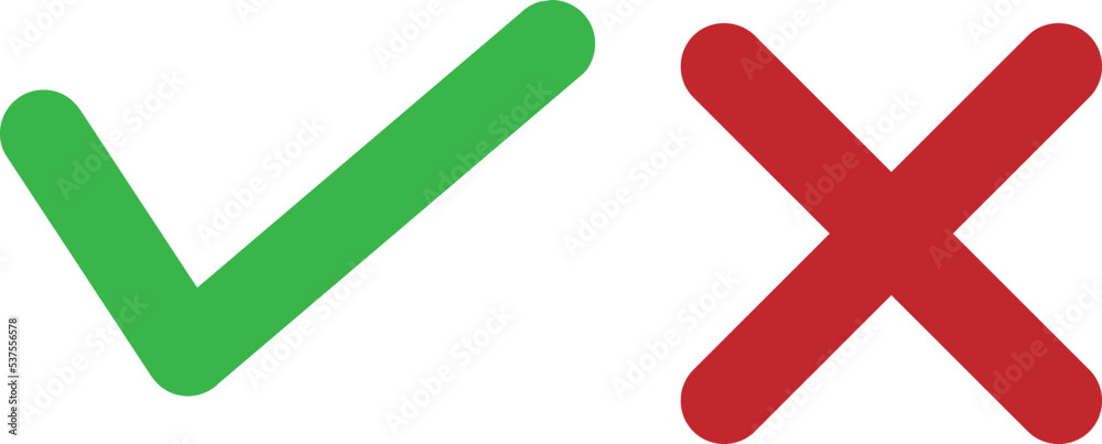 Check marks. Tick and cross vector icons. Yes and No symbols. Vector ...