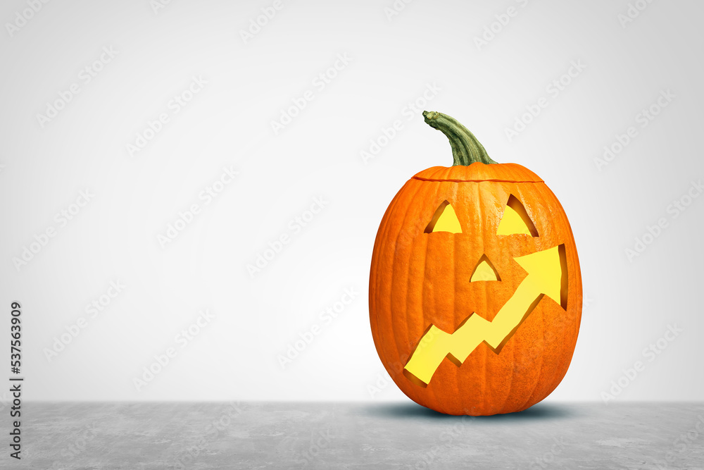 Halloween season Inflation concept as Autumn pumpkin symbol with an ...