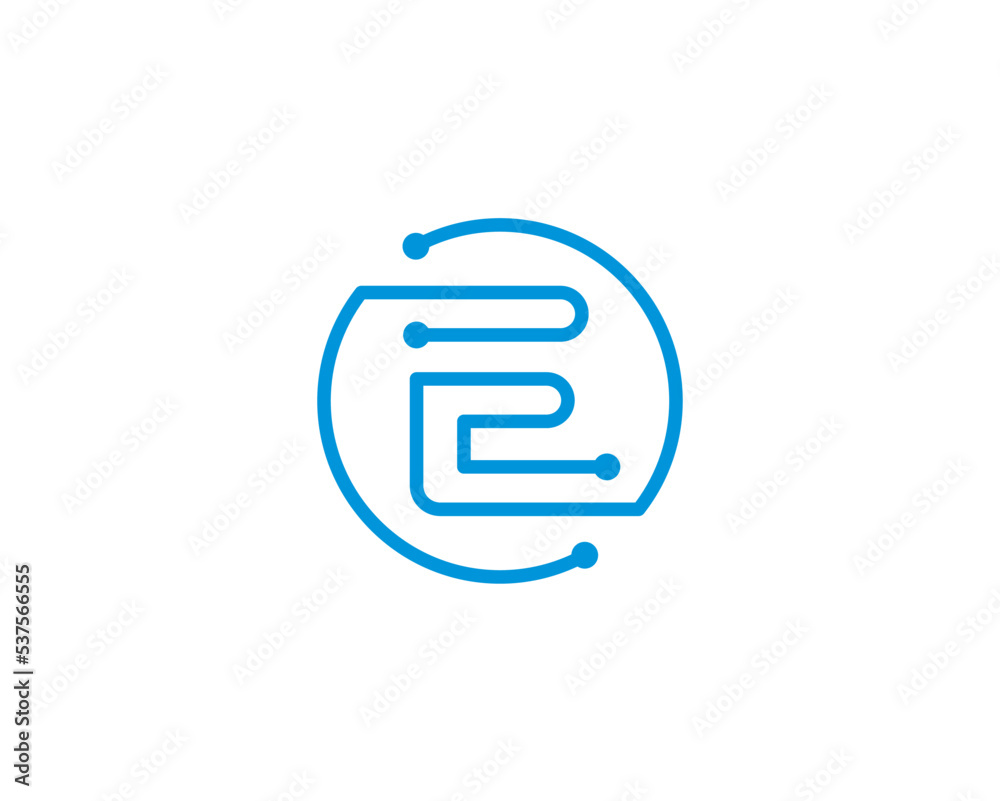 Circle Digital Technology Letter E Logo Icon 001 Stock Vector | Adobe Stock